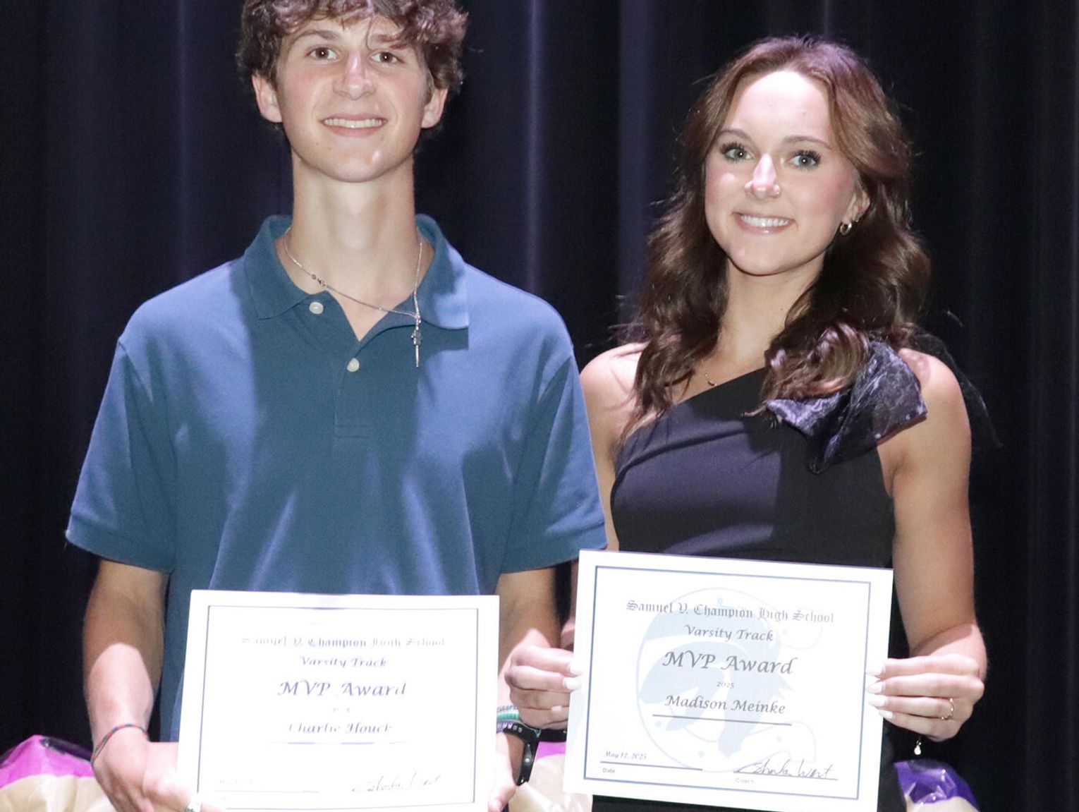 Champion track and field awards ceremony