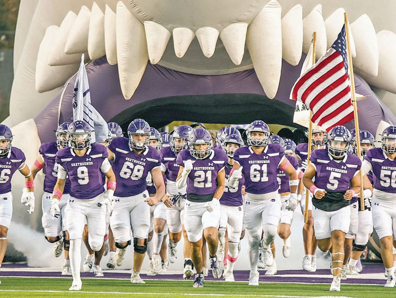 Greyhounds pounce on Patriots, 49-17