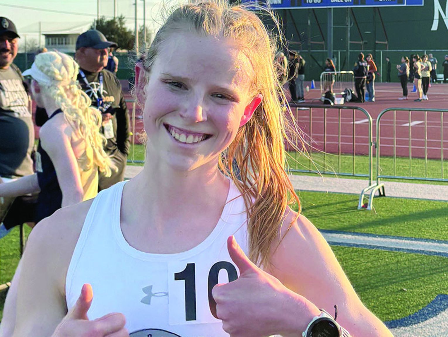 Leachman breaks her own national record