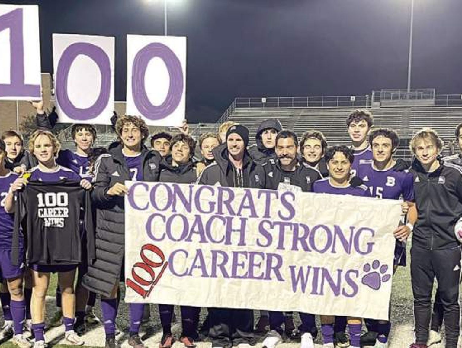 Strong reaches 100th career victory