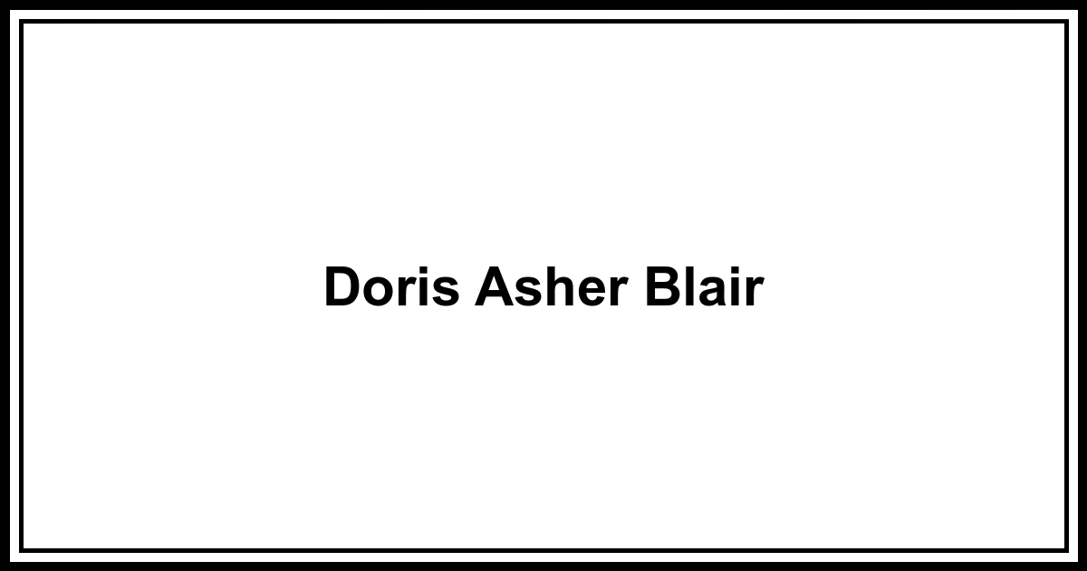 Obituary: Doris Asher Blair